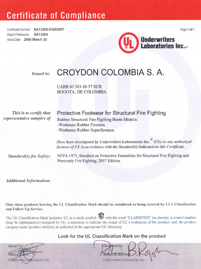 Certificacion Proteccion Fuego UL NFPA | PDF