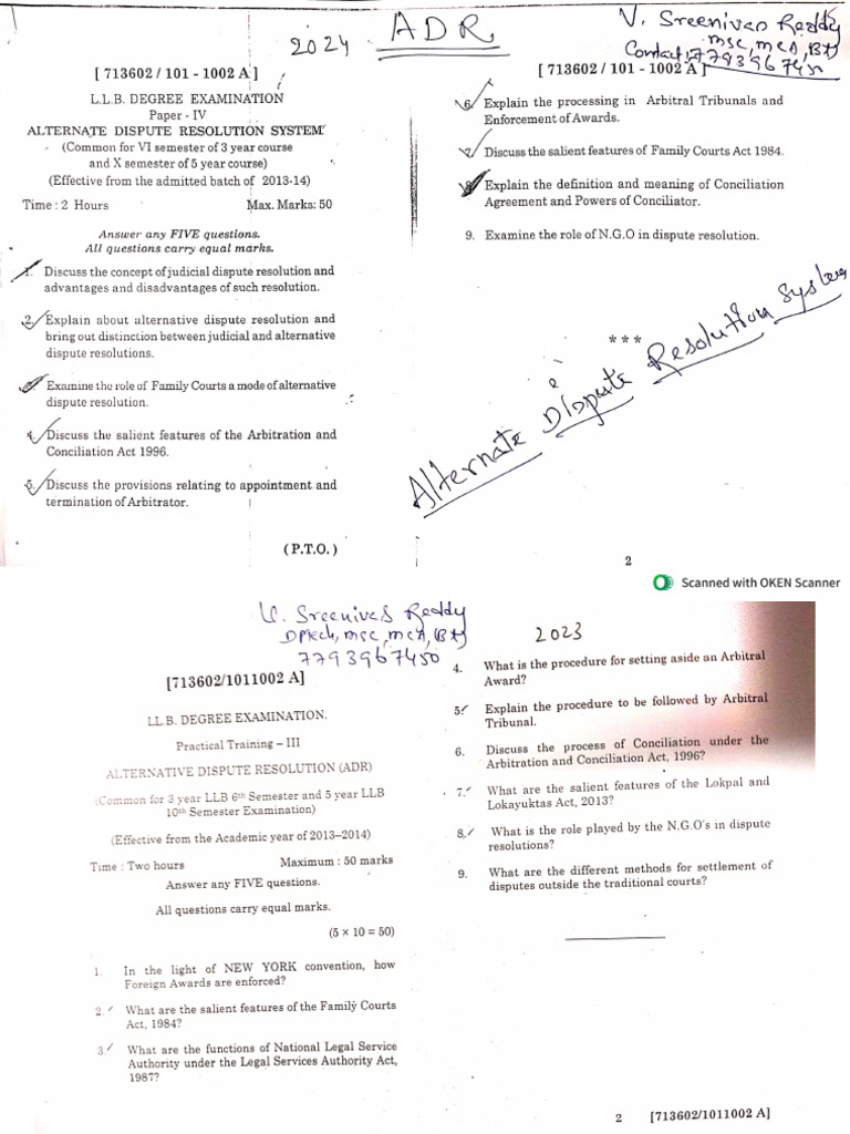 ADR Previous Question Papers | PDF