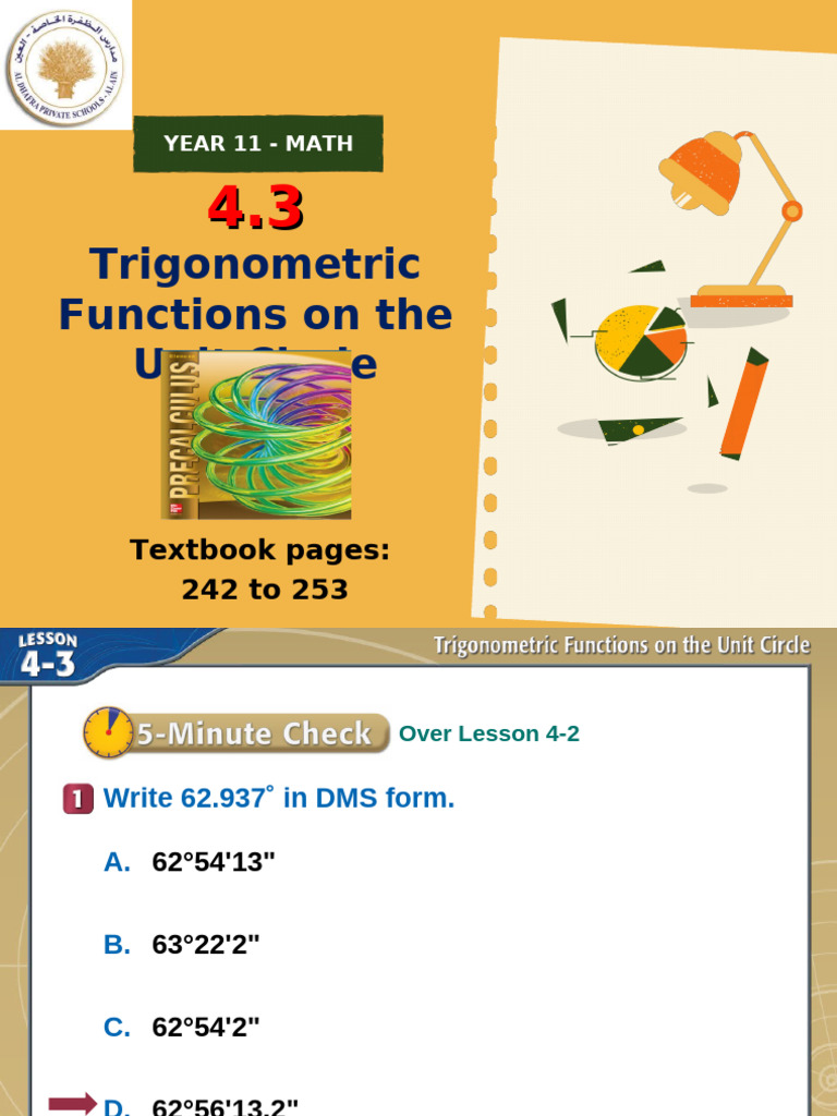 4.3-Trigonometric Functions on the Unit Circle | PDF | Trigonometric ...