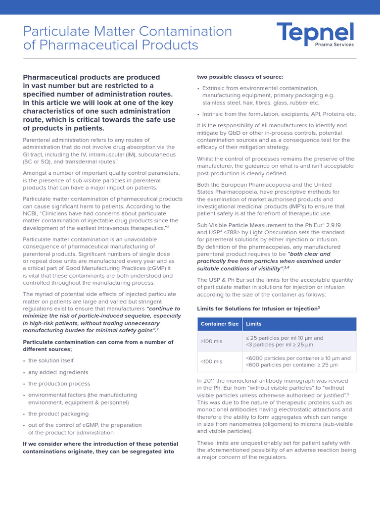 Parenteral Product Safety Guide | PDF | Pharmaceutical Formulation ...