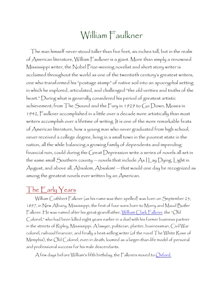 William Faulkne Biography | PDF | William Faulkner