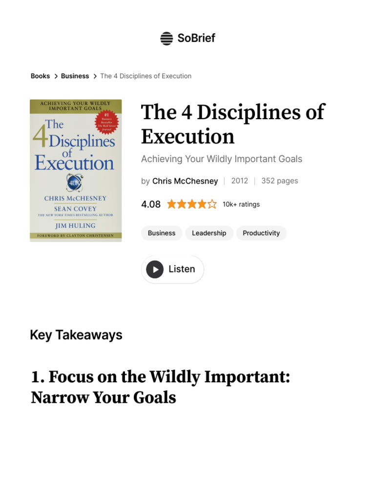4 Disciplines of Execution Overview | PDF | Disciplines | Goal