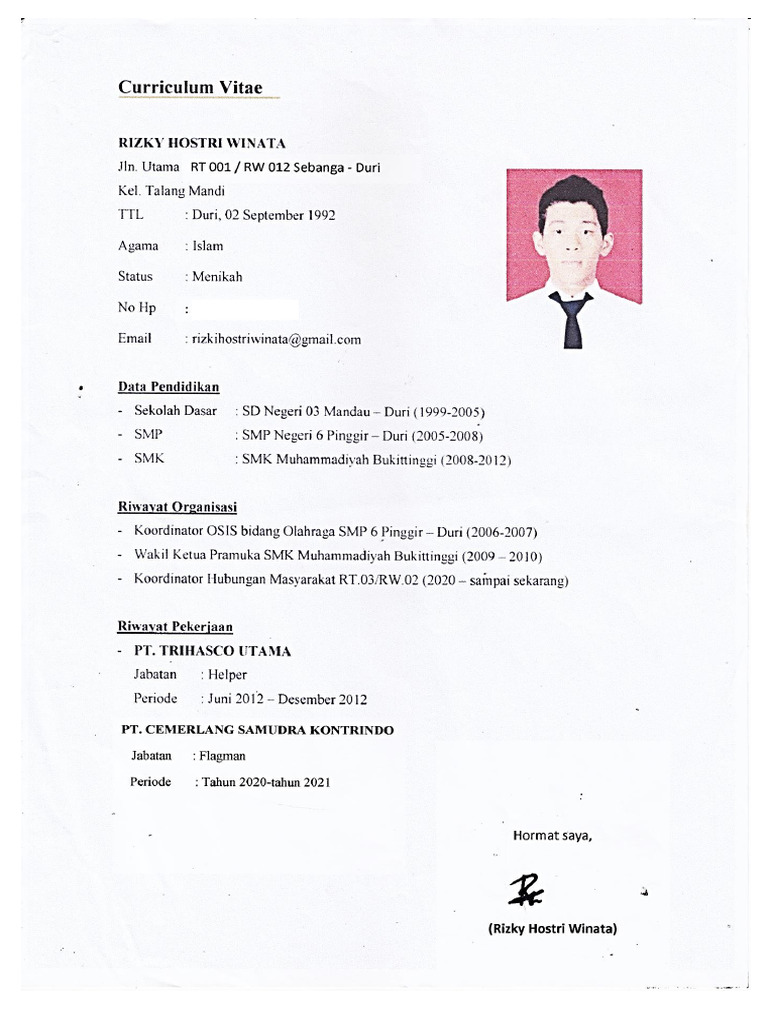 CV. Rizky Hostri Winata | PDF