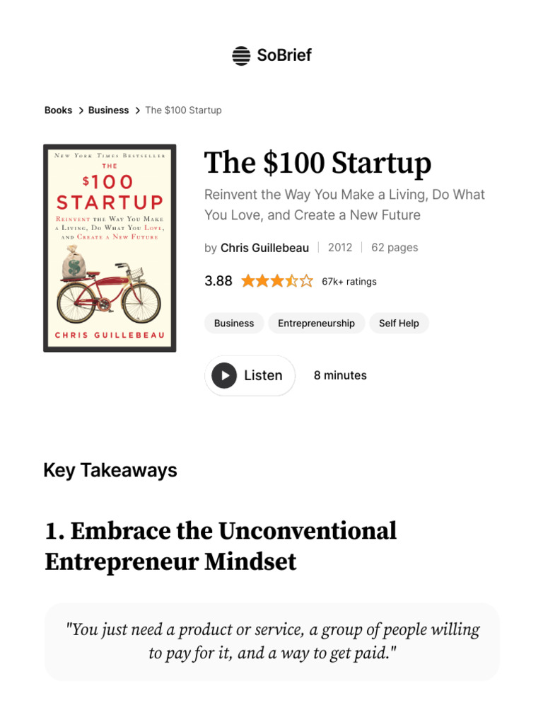 The 100 Startup - Summary | PDF | Entrepreneurship | Startup Company