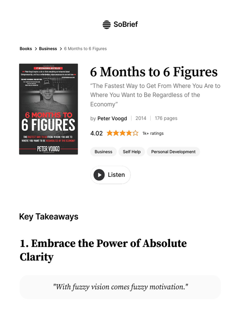 6 Months to 6 Figures: Success Guide | PDF | Motivational | Motivation