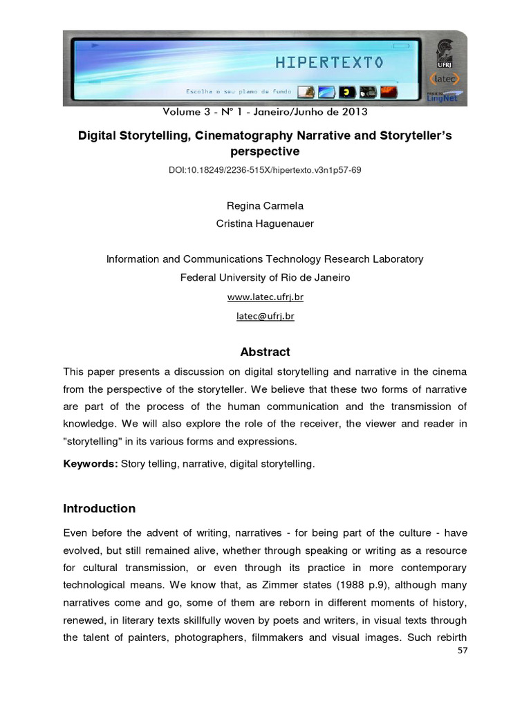 Digital Storytelling and Cinematic Narrative | PDF | Narrative ...