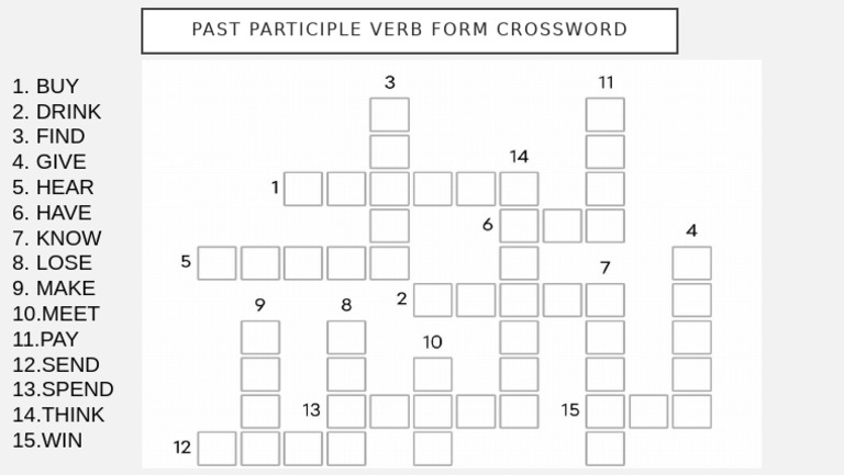 Past Participle Verb Form Crossword | PDF