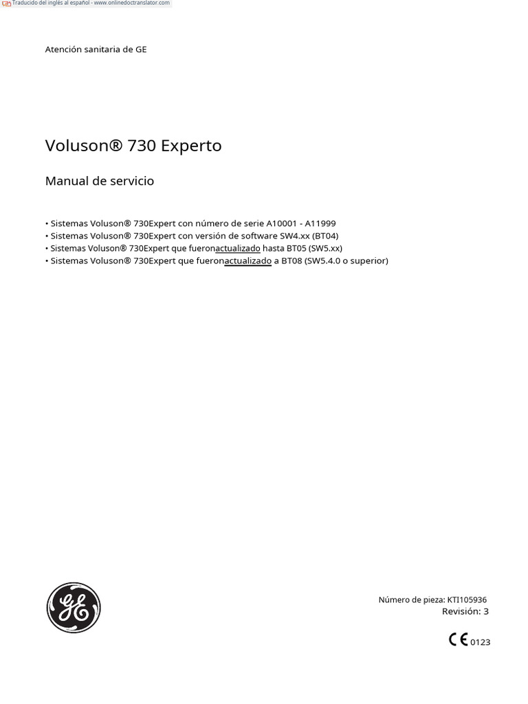 Manual Ge Voluson 730 Expert Español | PDF
