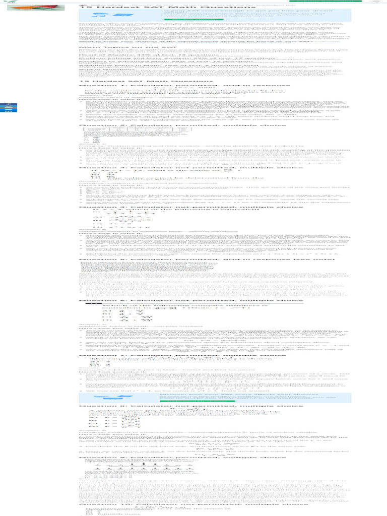 15 Hardest SAT Math Questions To Improve Your Score | PDF | Sat | Equations