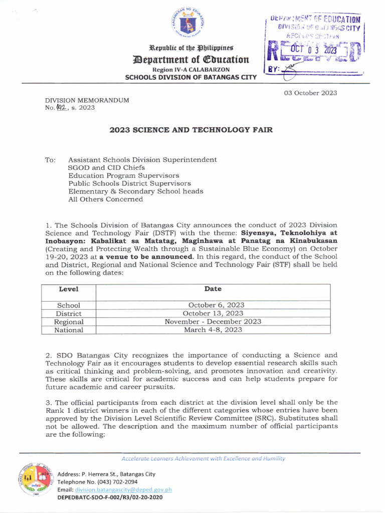 Division Memorandum No. 492, S. 2023 | PDF