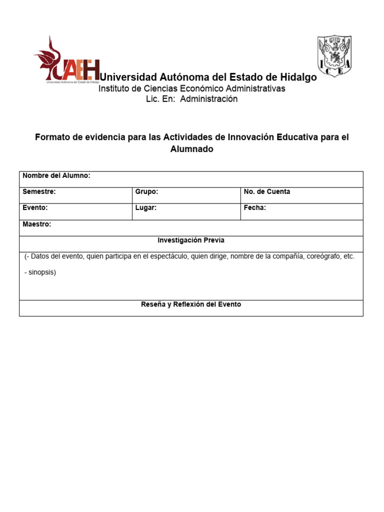 Formato de Eventos Culturales | PDF