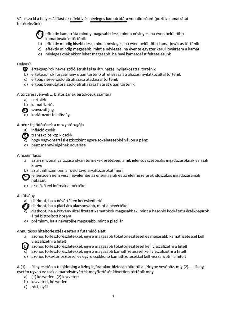 Pénzügy 1.vizsga | PDF