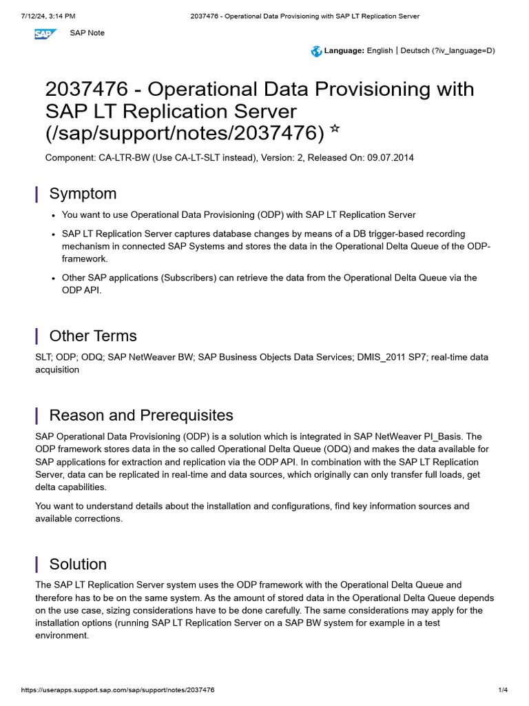 Operational Data Provisioning With Sap Lt Replication Server Pdf Server Computing