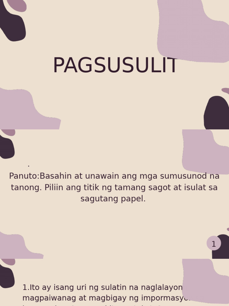 Pagsusulit (ESTRUKTURA NG TEKSTONG EKSPOSITORI) | PDF
