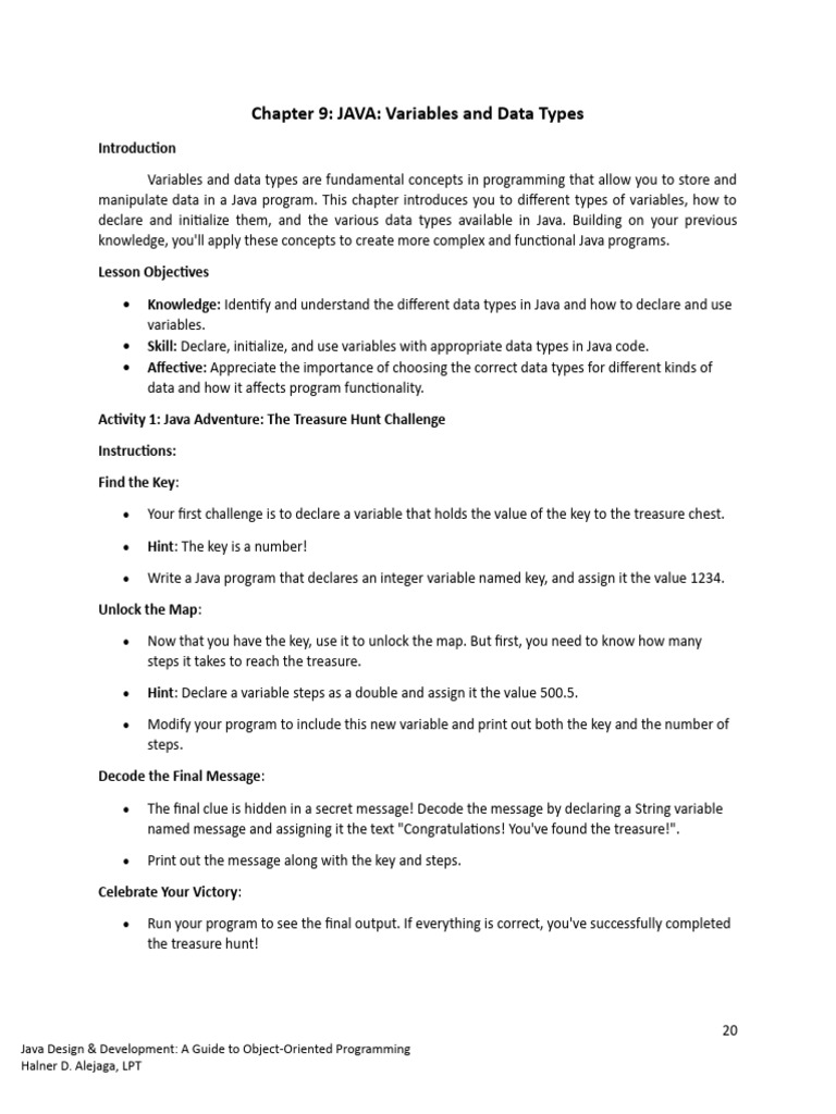 Lesson 10 Data Types And Variables Pdf Data Type Variable Computer Science