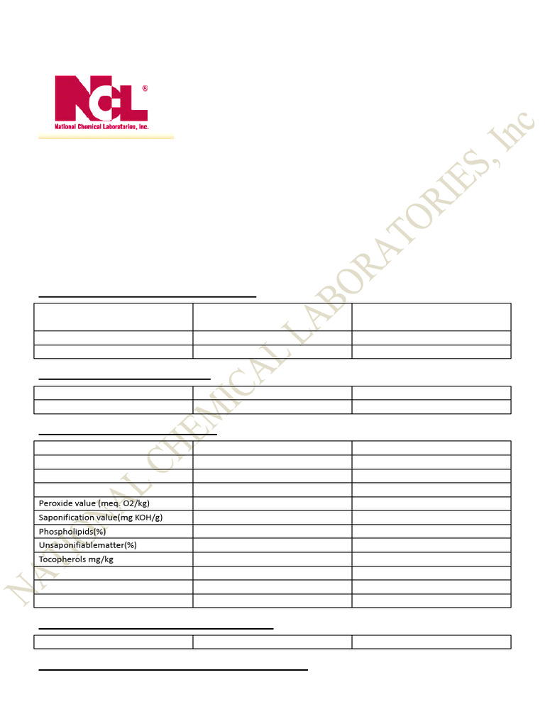 National Laboratory Analysis | PDF | Fat | Fatty Acid