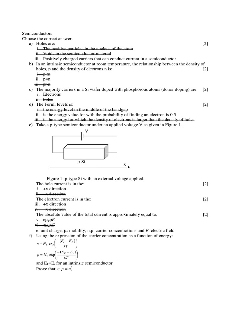Semiconductor Basics Quiz | PDF | Physical Phenomena | Condensed Matter Physics