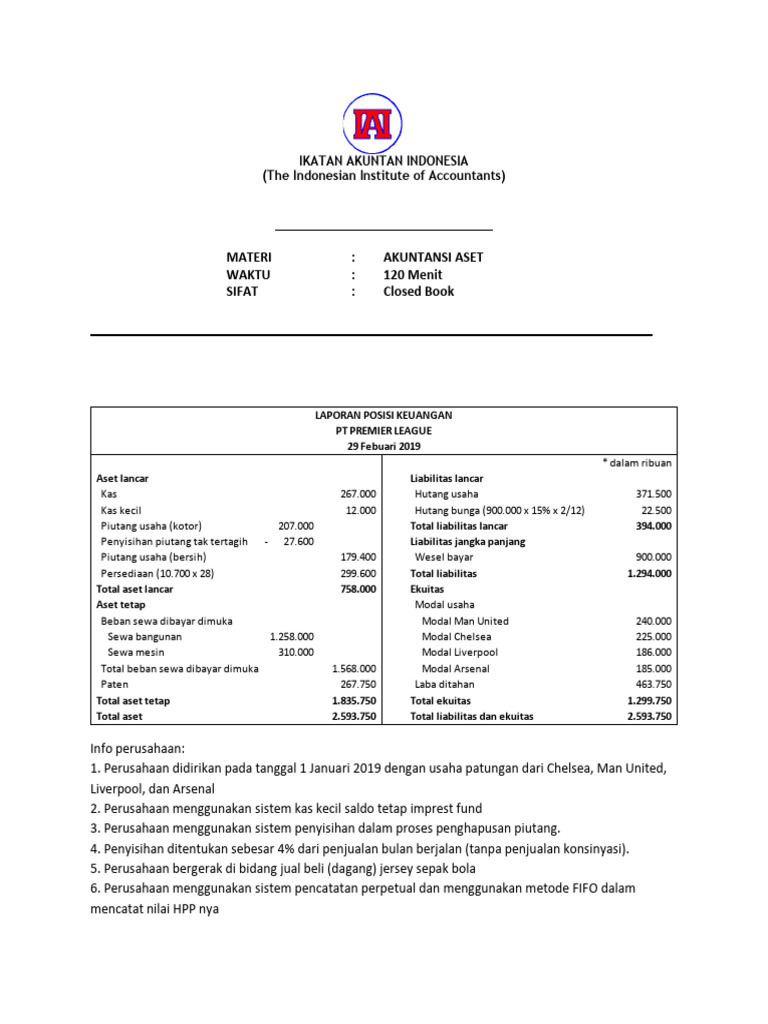 Soal Ujian Basic Accounting - 045147 | PDF
