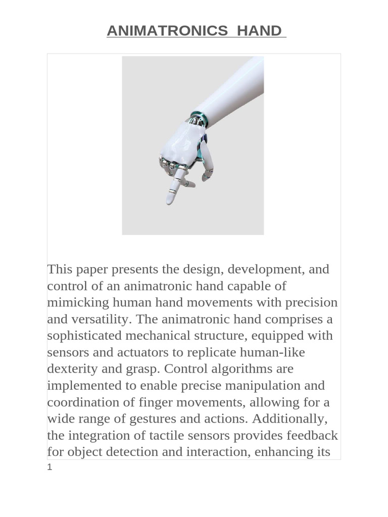 Animatronic Hand Design and Control | PDF