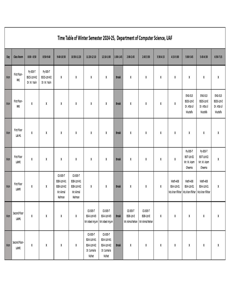 1st Semester Time Table Winter 2024-25 | PDF