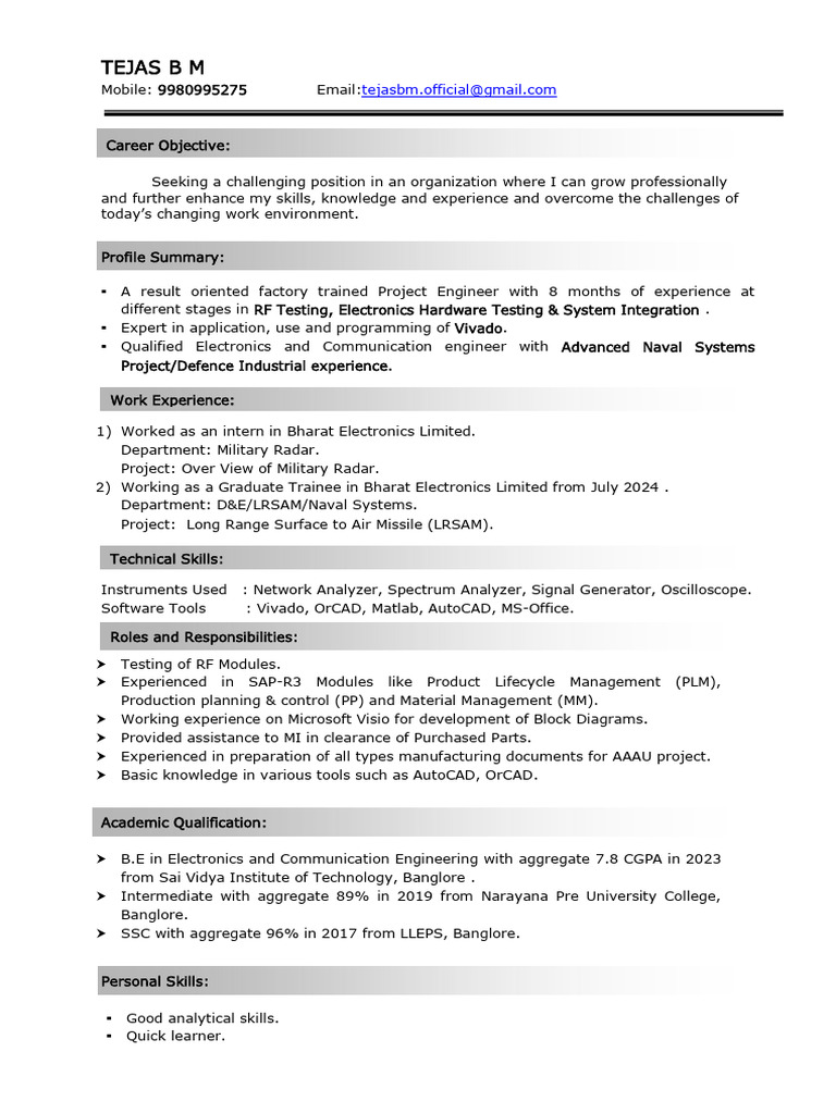 Tejas Resume (1) | PDF