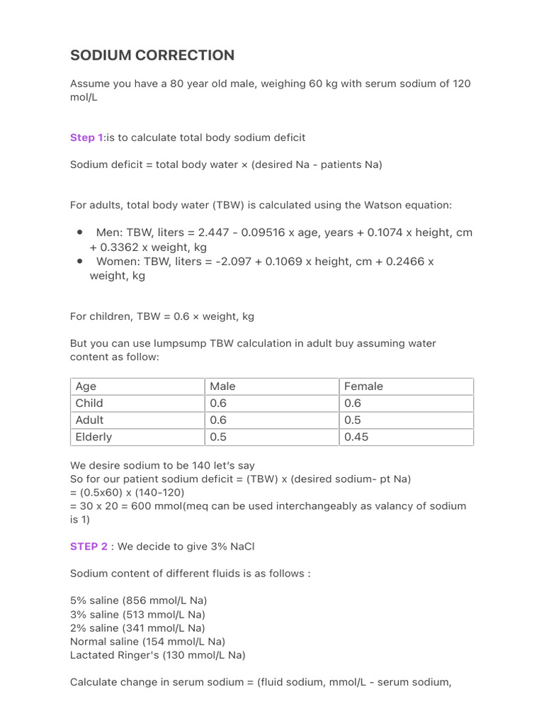 Sodium Correction | PDF