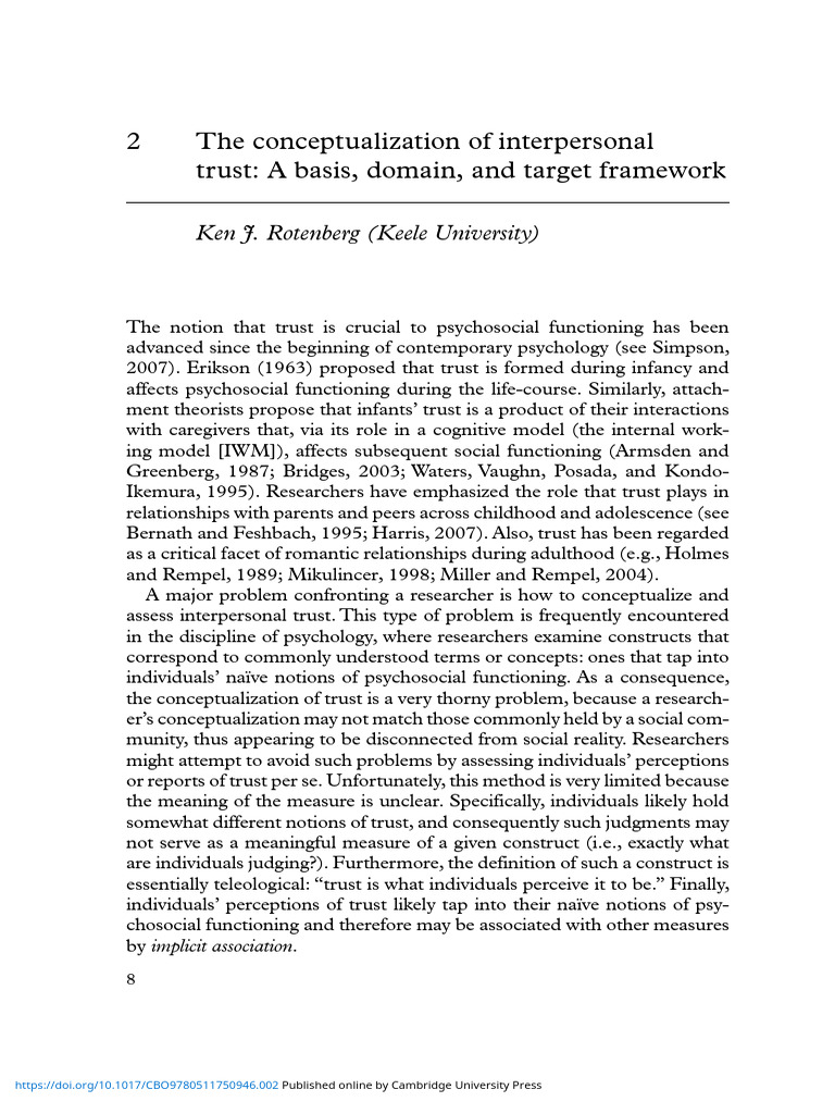 2 - Conceptualization of Interpersonal Trust A Basis Domain and Target ...