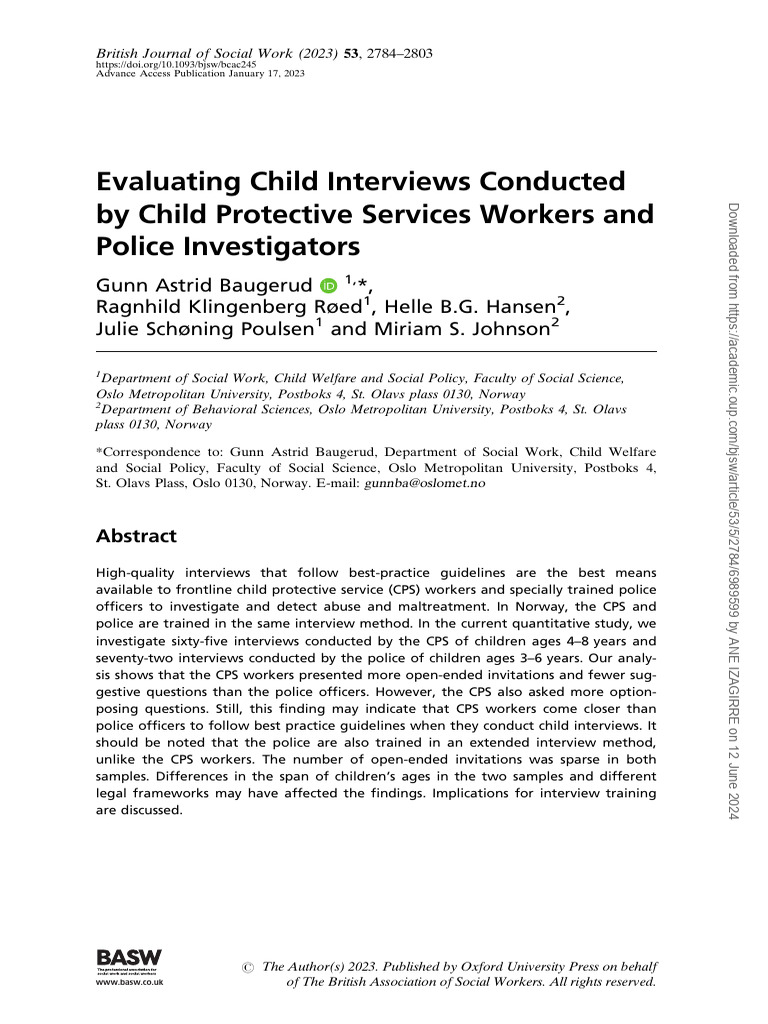 Evaluating Child Interviews Conducted | PDF | Child Protective Services ...