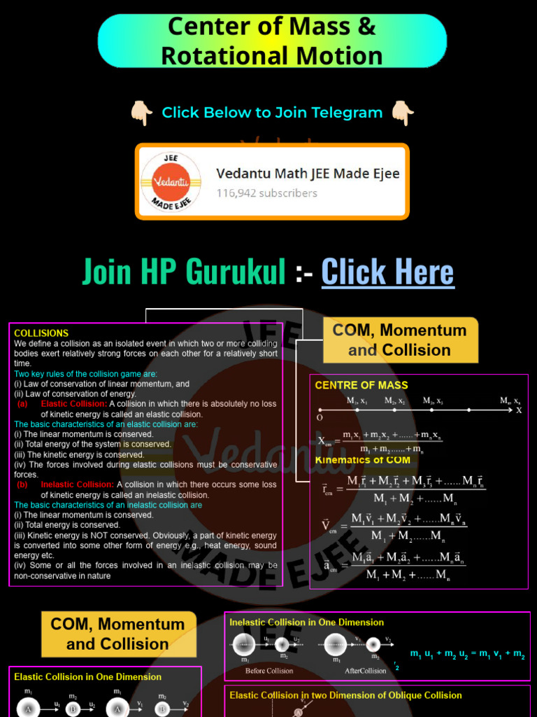 Center of Mass & Rotational Motion (MindMap) | PDF | Rotation Around A ...