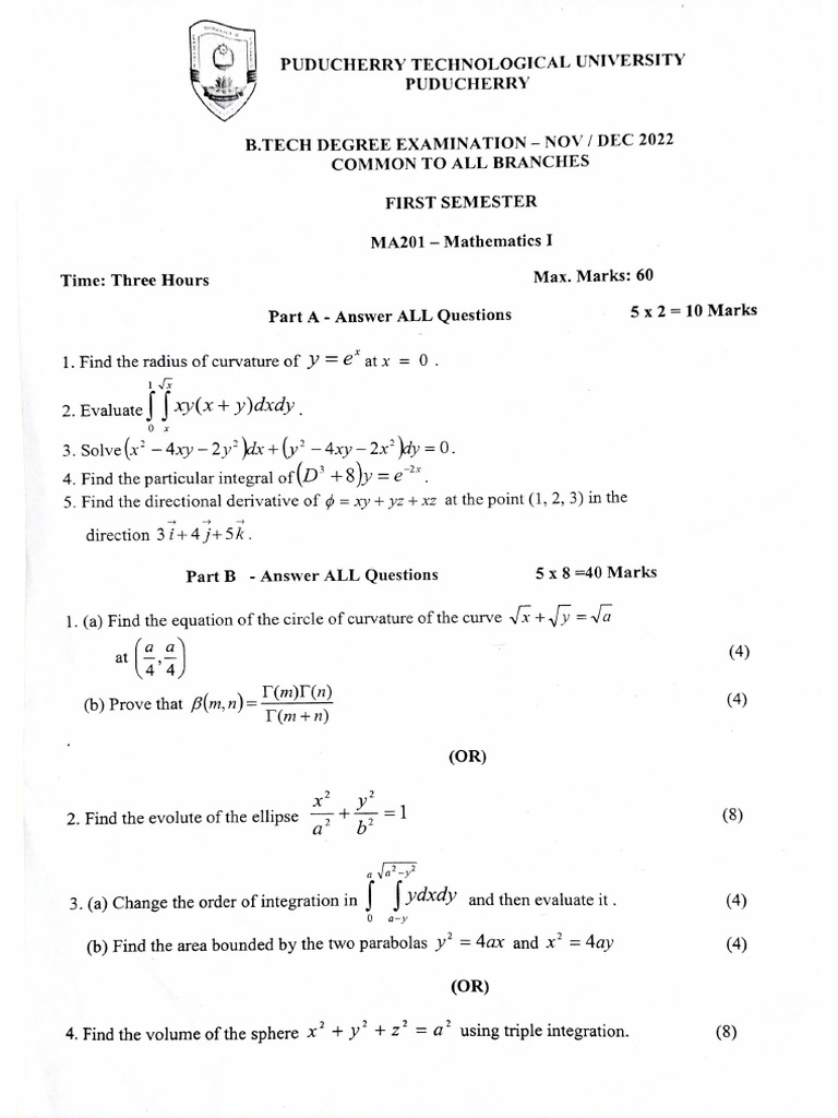 MA201 - Nov Dec 2022 (May 2023) | PDF