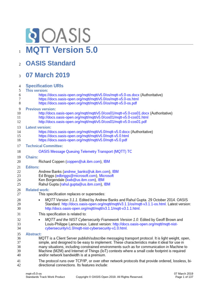 mqtt-v5.0-os | PDF | Network Packet | Telecommunications