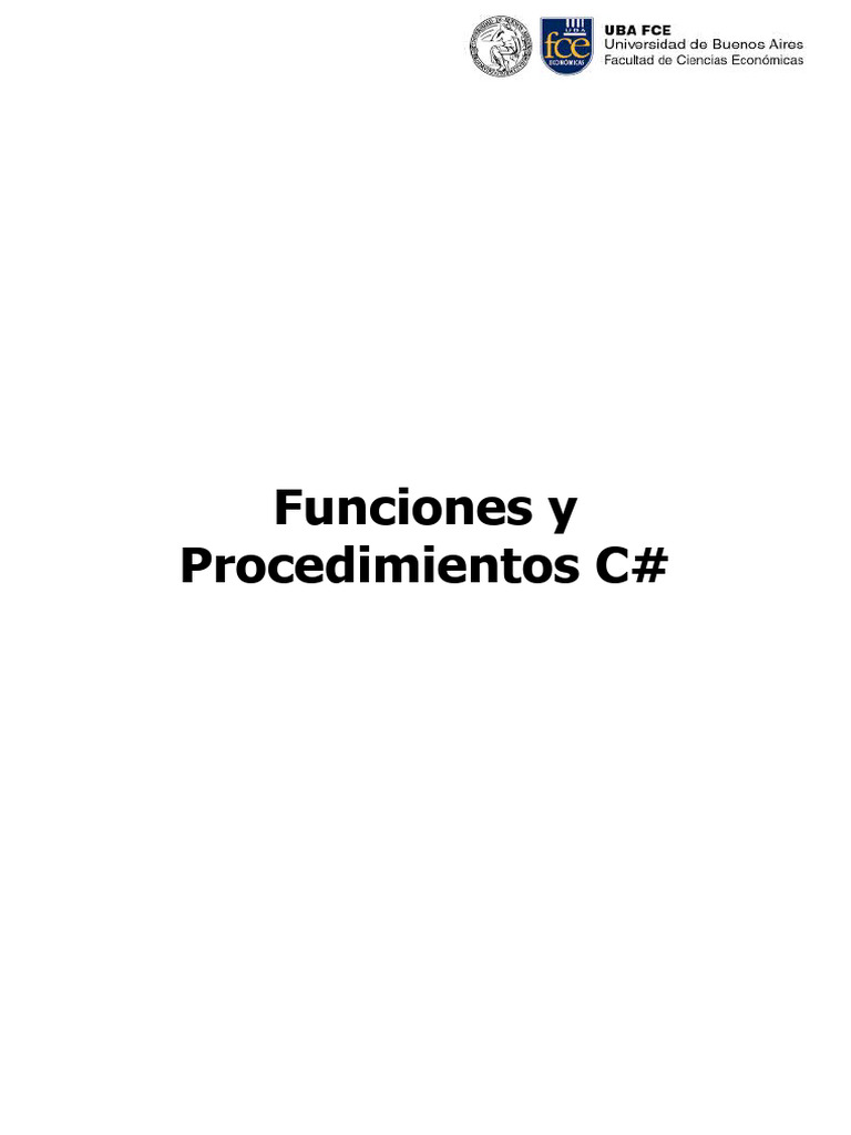 Funciones y Procedimientos C# | PDF | C Sharp (lenguaje de programación ...