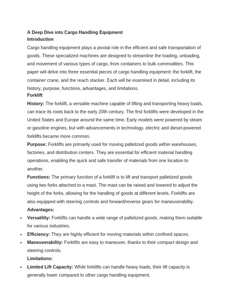 A Deep Dive Into Cargo Handling Equipment | PDF | Containerization | Crane (Machine)