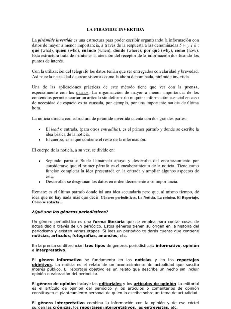 La Piramide Invertida, Comunicacion | PDF | Periodismo | Información