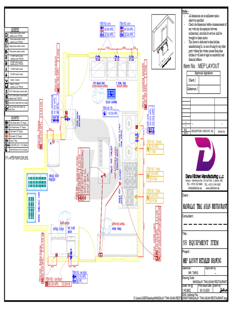 Mandalay Thai Asian Restaurant-Mep Layout | PDF