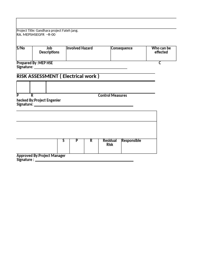 Risk Assessment Electrical Update - 02-11-24 | PDF