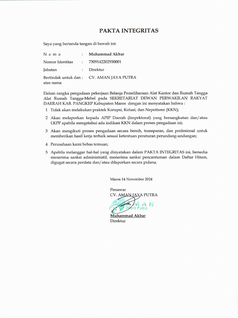 Formulir Isian Kualifikasi Pdf