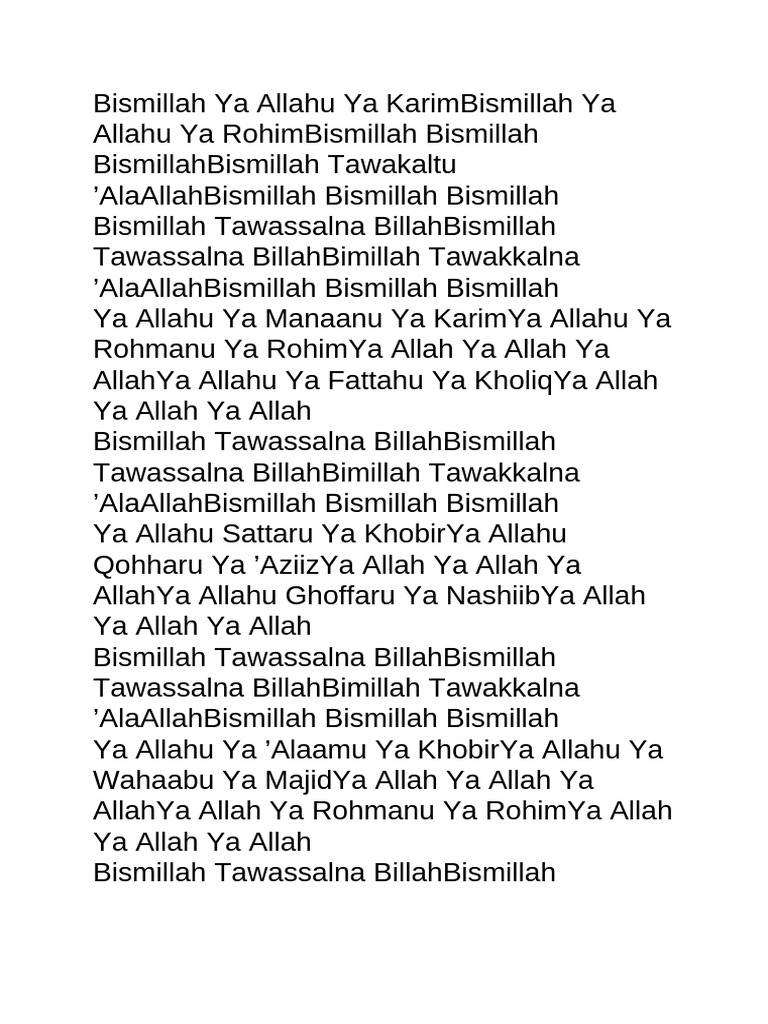 Bismillah Prayer and Invocation Guide | PDF