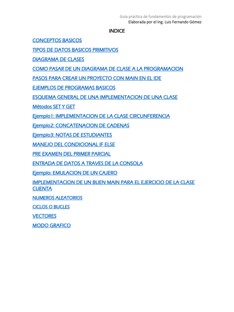 Guia Practica de Fundamentos de programacion V2.0 | PDF | Objeto ...