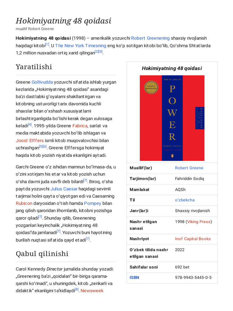 Hokimiyatning 48 Qoidasi - Vikipediya | PDF