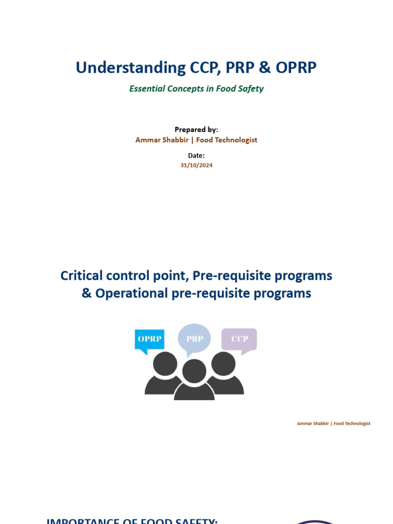 difference between CCP, PRP & OPRP | PDF | Food Safety | Hazards