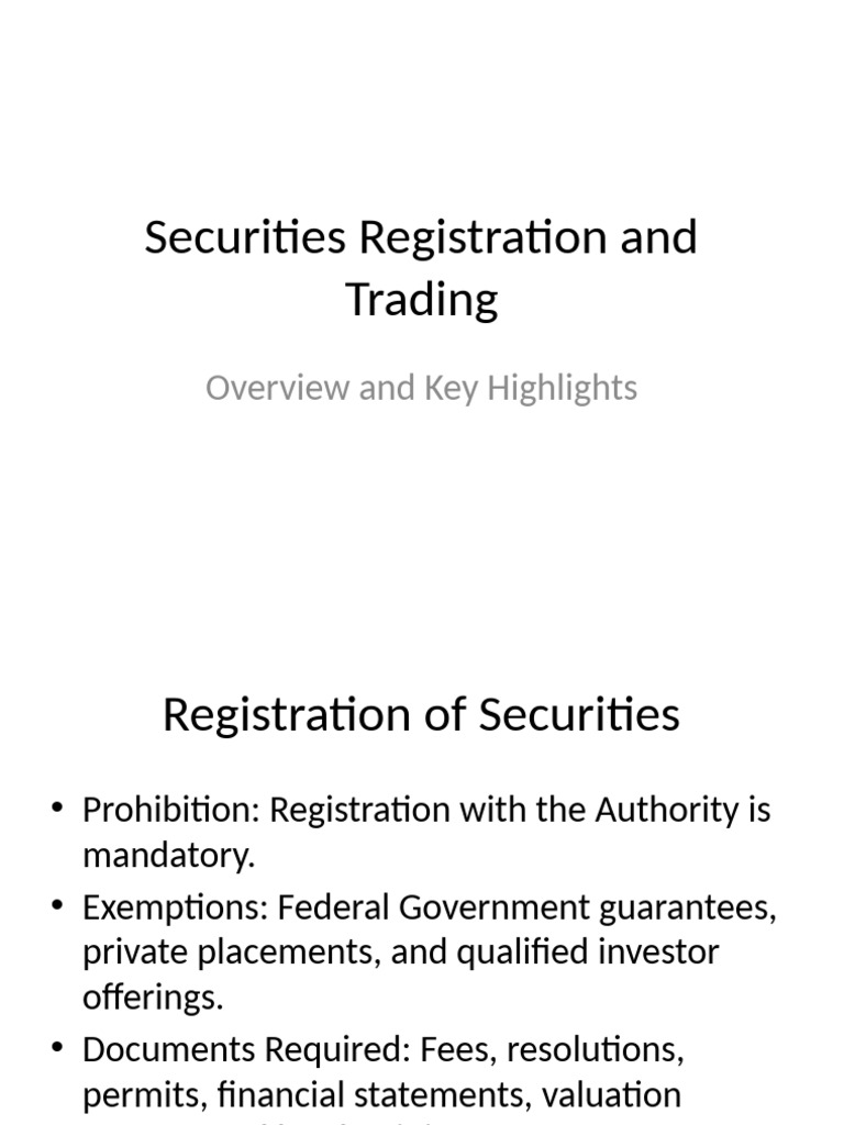 Securities Registration and Trading Guide | PDF