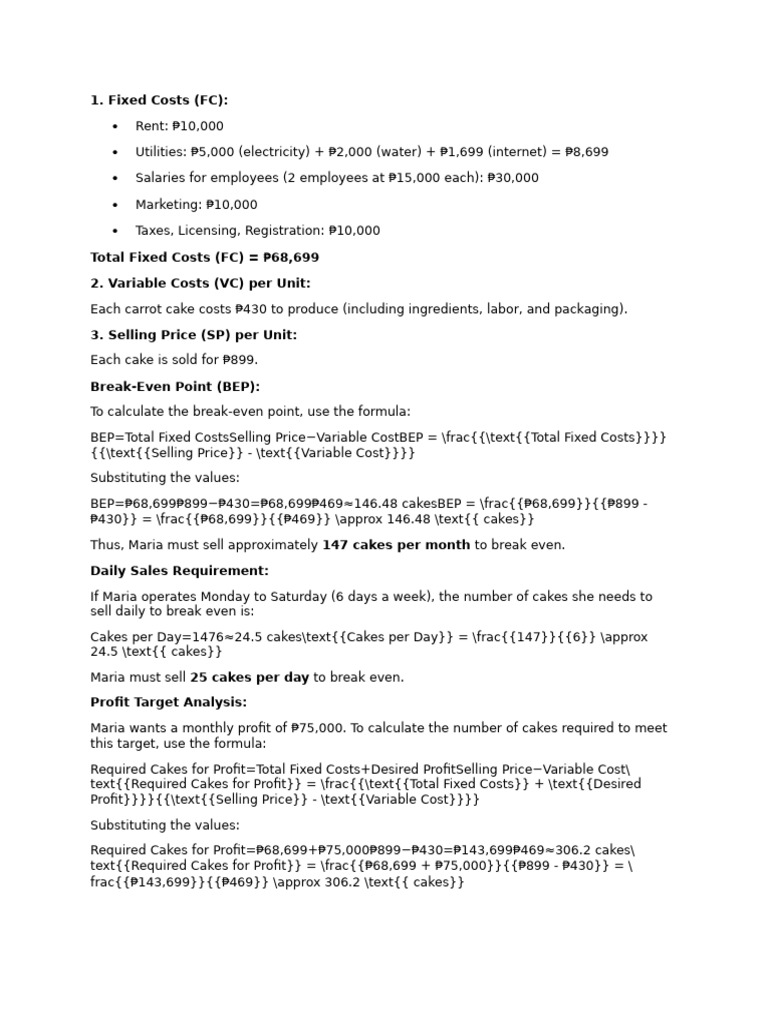 Break Even Analysis Pdf Pricing Financial Economics