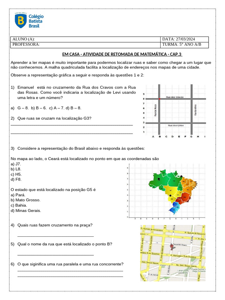 Atividade de Retomada Matematica Revisao Cap.3 | PDF