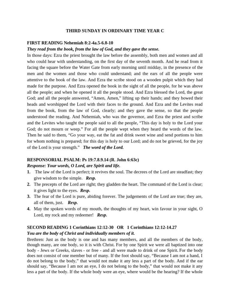 Third Sunday in Ordinary Time C | PDF | Jesus | Anointing