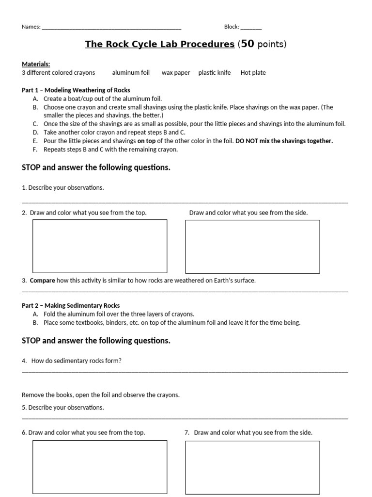 The_Rock_Cycle_Lab | PDF | Rock (Geology) | Weathering
