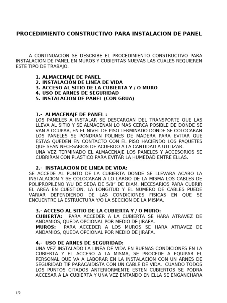 Proc Const Instala Panel BCC | PDF