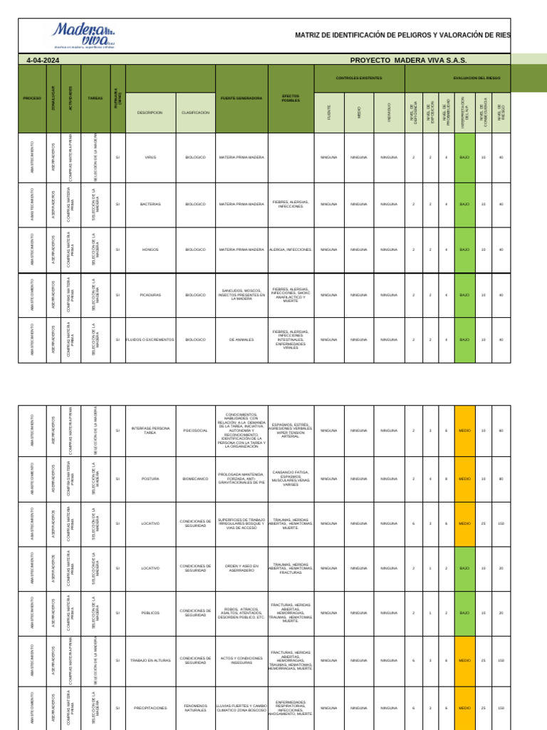Anexo Matriz Madera Viva Abril-2024 | PDF | Infección | Virus