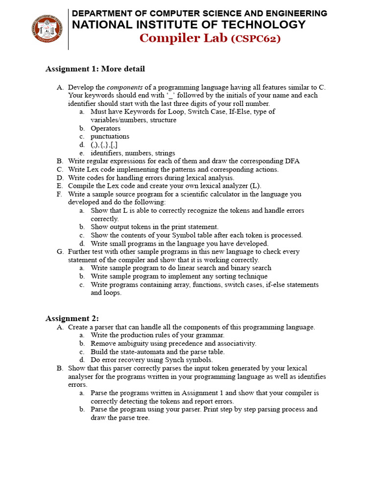 Compiler Lab Assignment 1-2.docx | PDF | Parsing | Compiler