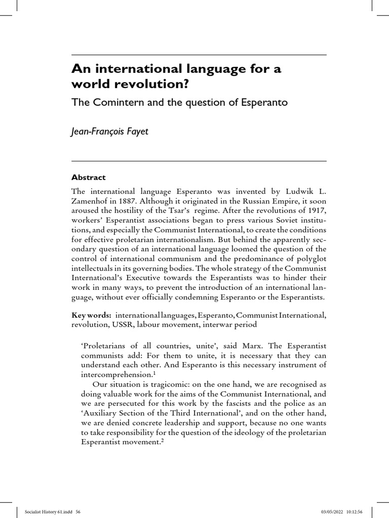 Esperanto and the Communist International | PDF | Communist ...